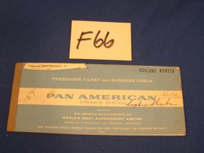 F66 VINTAGE 1962 PAN AMERICAN AIRLINE PLANE TICKET VOUCHER SAN FRAN TO ...
