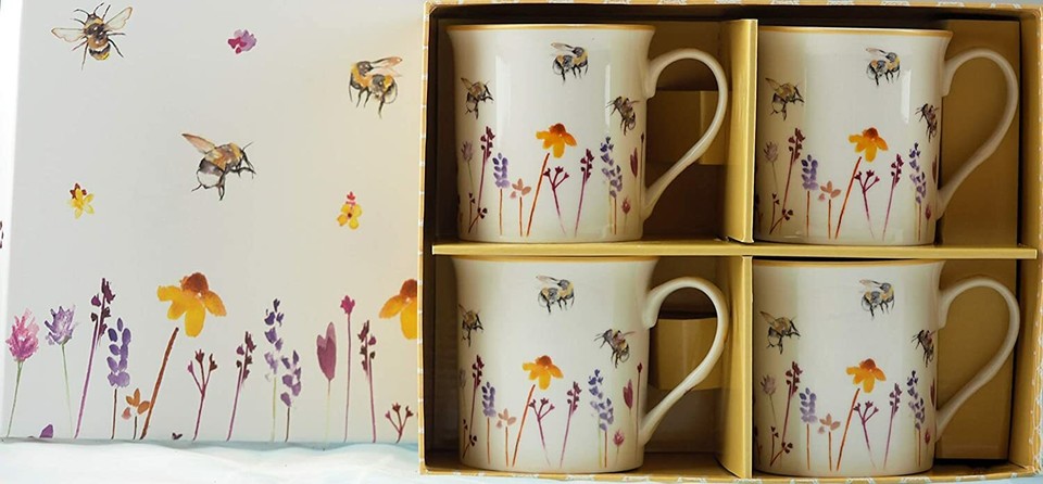 BUSY BEES TEA COFFEE SUGAR CANISTERS COASTERS,MUGS, BAG, BUTTER DISH ...