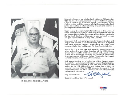 ROBERT YORK SIGNED 8X10 (D) PSA DNA AC42519 WWII ACE 5V | eBay