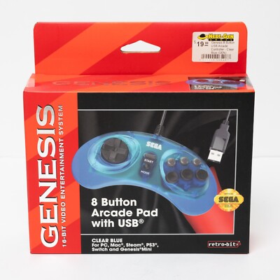 Retro-Bit Officially Licensed Sega Genesis 8 Button USB Arcade Pad ...
