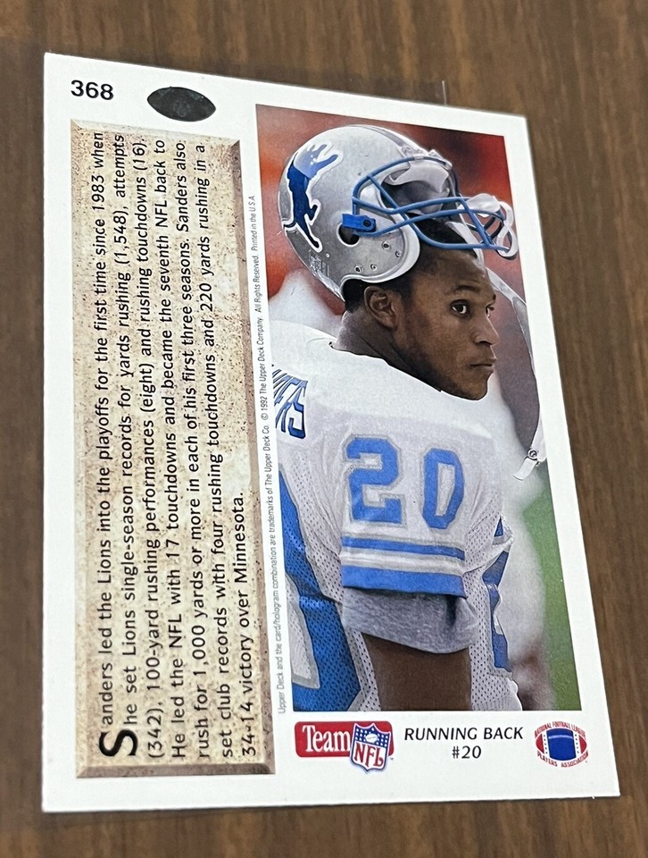 1992 Upper Deck Barry Sanders #368 Team MVP Detroit Lions NFL HOF’er | eBay