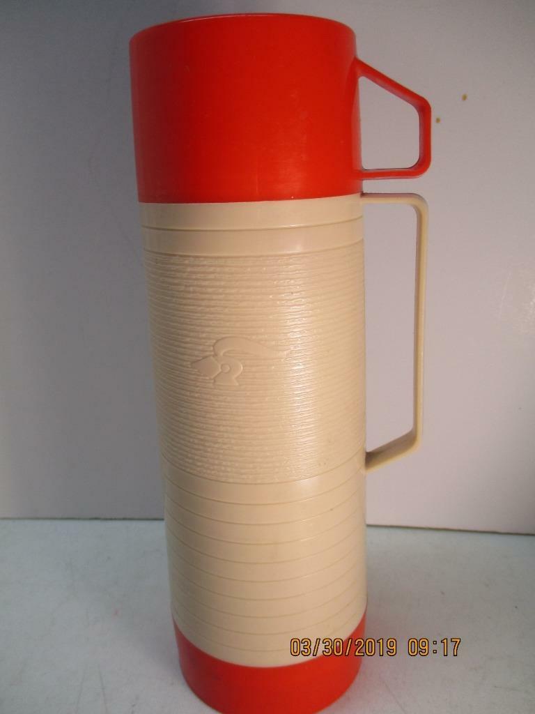 Aladdin DURA-CLAD Red/Cream 16 oz. (1 Pt.) Vacuum Thermos Bottle No ...
