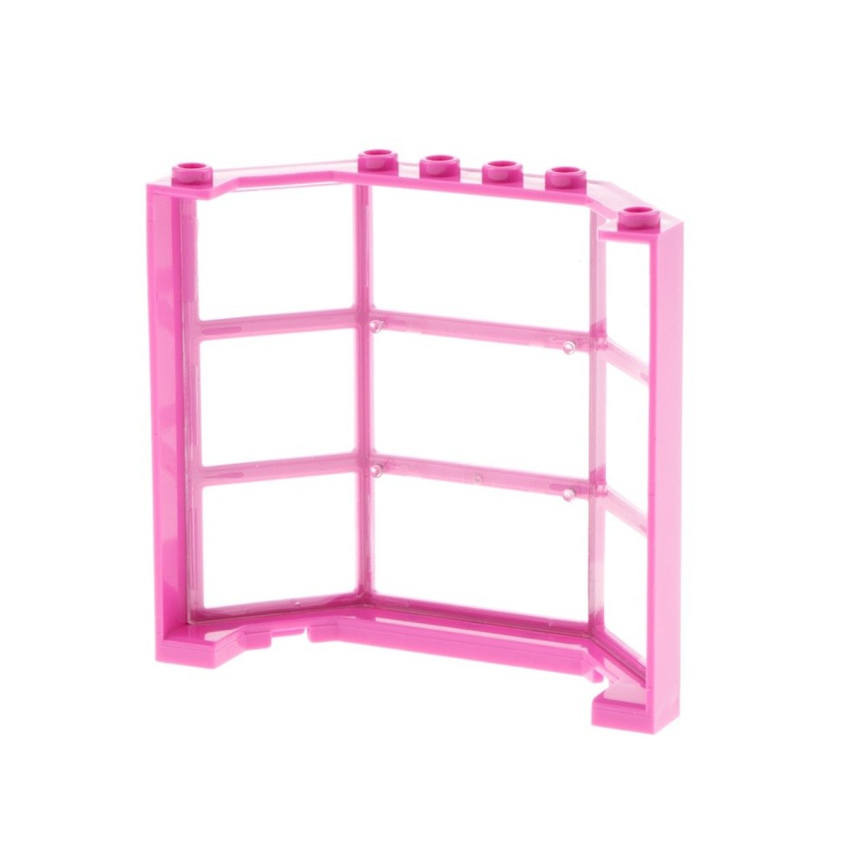 1X Lego Window Frame 3X8X6 Dark Pink Bay Window Pane Transparent White ...