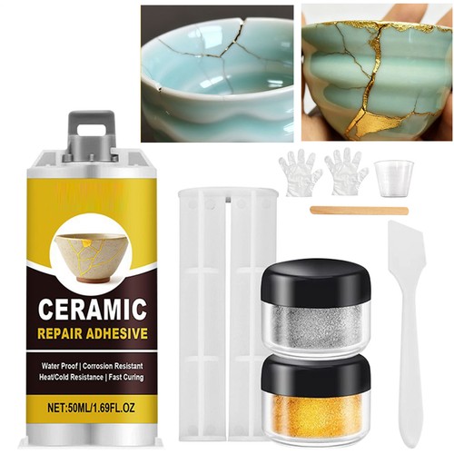 Ceramic Repair Kit Japanese Pottery Gold Repair Kit Diy Broken Pottery ...
