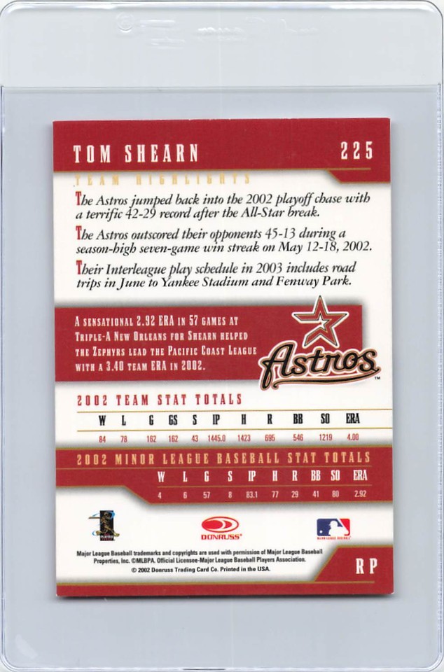 2003 Donruss Team Heroes #225 Tom Shearn Astros Signed Auto *J1779 | eBay