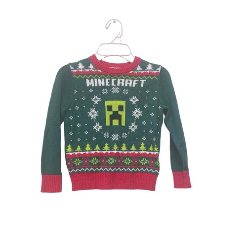 Jumping Beans NWT Boys' 5 Green Knit Minecraft Creeper Ugly Cozy ...