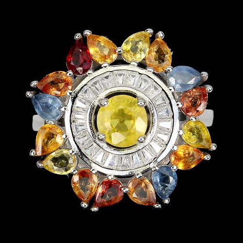 Heated Round Yellow Sapphire 6mm Simulated Cz 925 Sterling Silver Ring ...