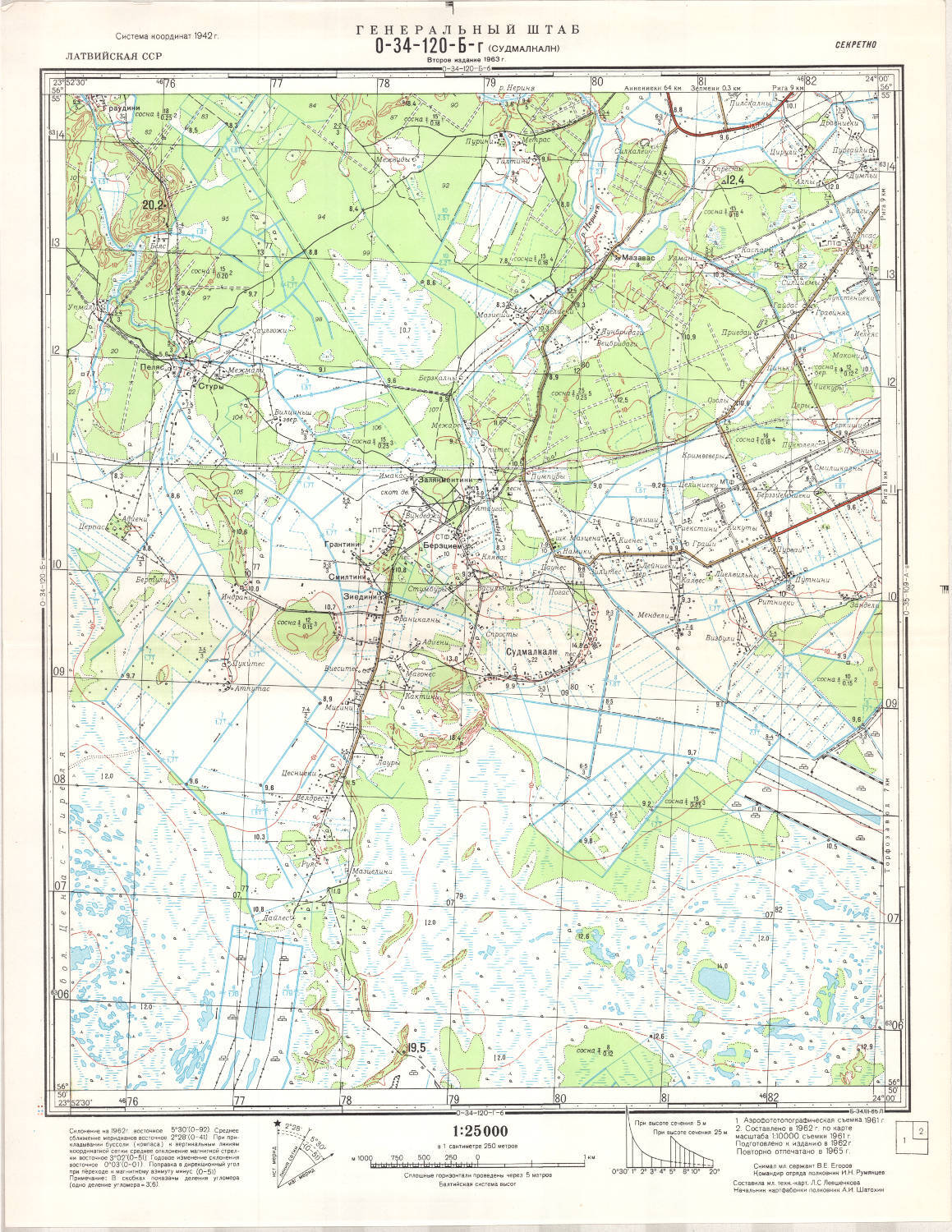 Russian Soviet Military Topographic Map – SUDMALKALNI (Latvia),1:25K ...