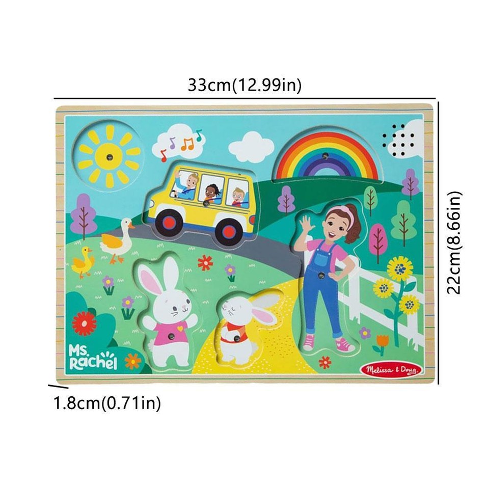Ms. Rachel Wooden Song Peg Puzzle Set Easy To Grip Peg Puzzles Boards ...