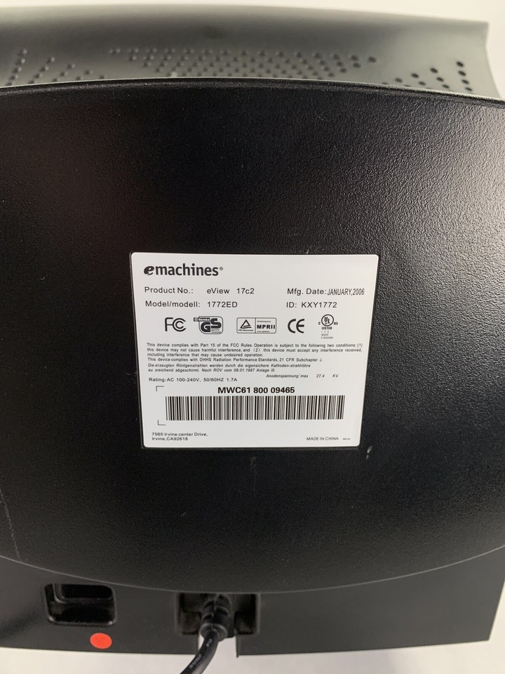 Vintage eMachines eView 1772 17 " VGA CRT Computer Monitor Retro Gaming ...