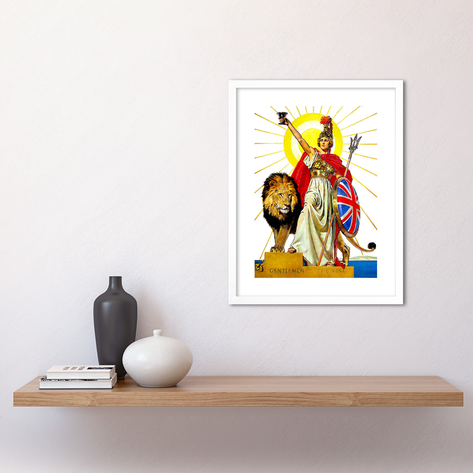 ILLUSTRATION BRITISH LION BRITANNIA NEW BLACK FRAMED ART PRINT ...