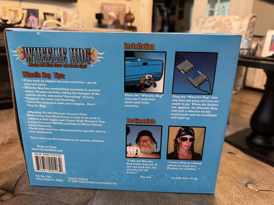 NEW~~Hitch Critters Animated Ball Hitch Cover and Brake Light - Wheelie ...