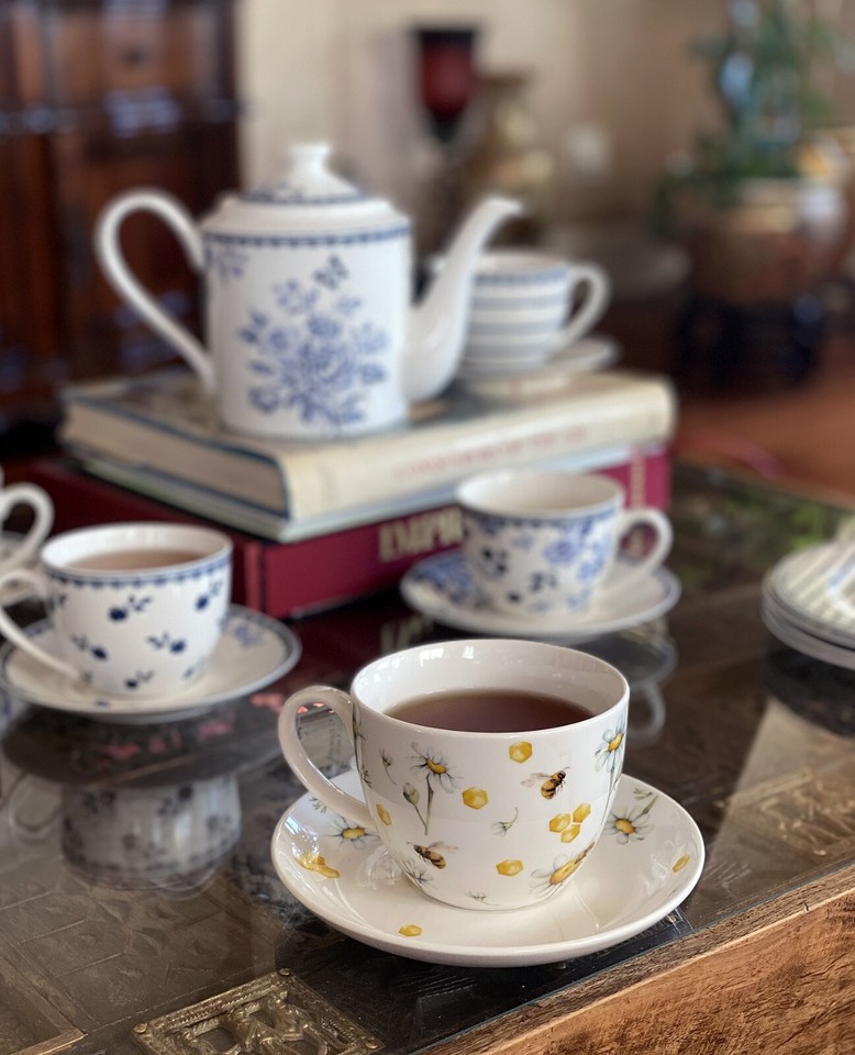 Honey Bees Porcelain Teacup and Saucer Set Bone China Jumbo Tea Cup 15 ...