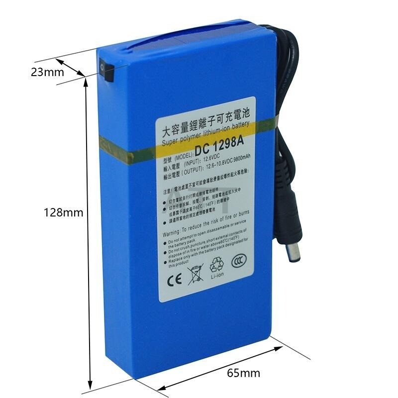 New DC 12V 9800mAh Rechargeable Portable Li-ion Battery Pack DC-1298A ...