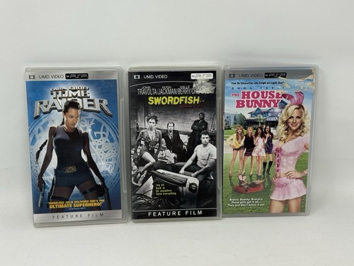 Lot of 3 Playstation PSP UMD Movies Tomb Raider Sword Fish House Bunny ...