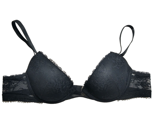 Calvin Klein Black Lace Plunge Padded Push Up Bra Underwire 38B | eBay