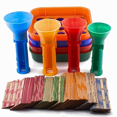 US Coin Sorting Tray Counting / Wrapping Tubes 200 Coin Wrappers For ...