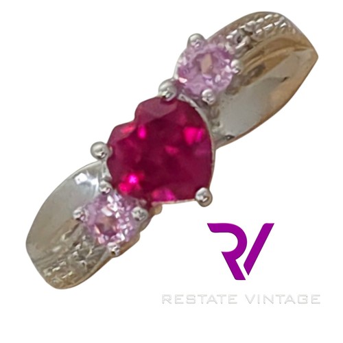 Sterling Silver Ruby & Topaz Chuck Clemency Heart Ring Size 6.75 | eBay