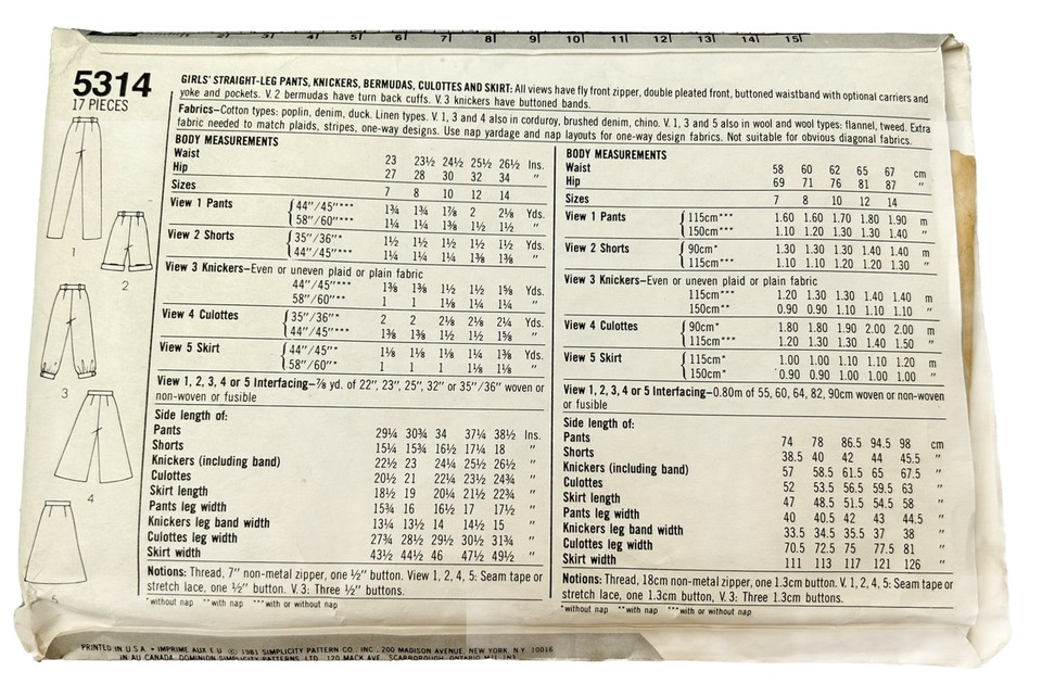 VINTAGE 1981 Simplicity # 5314 Sewing Pattern Little Girls size 12 CUT ...