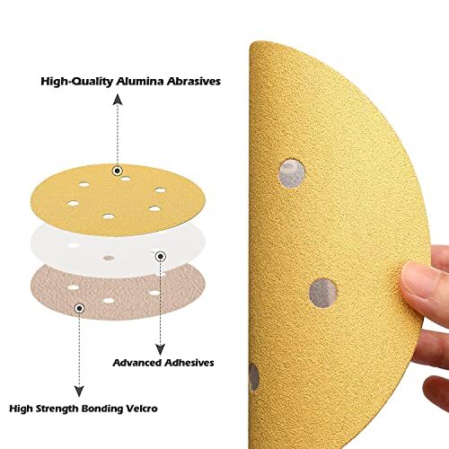 Premium Variety Pack 5 Inch Gold Sanding Discs 8hole Dustless Hook And ...