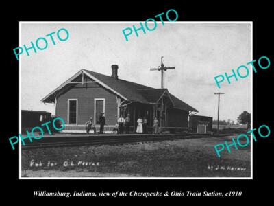 OLD 8x6 HISTORIC PHOTO OF WILLIAMSBURG INDIANA THE RAILROAD DEPOT c1910 ...