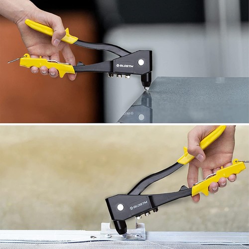 Heavy Duty Hand Pop Rivet Gun Tool Kit 200 Assorted Rivets 4 Nozzle ...