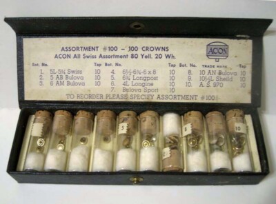 ACON ® Swiss Watch Crowns - 10 Different Types Yel & Wht - 42 Total ...