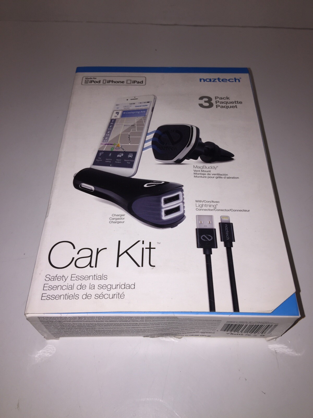 Naztech Safety Essential Cell Phone Car Kit -MFi Cable/Magbuddy/Dual ...