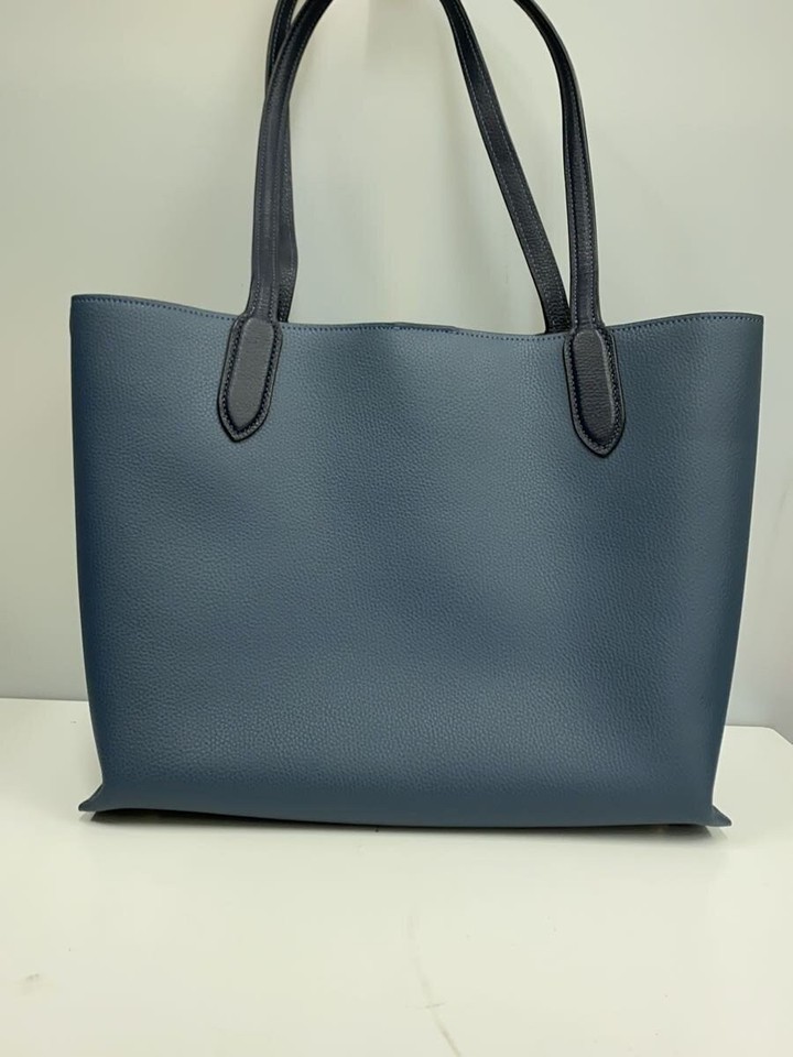 COACH Willow Tote Bag Turn Lock Leather NVY C0691 | eBay
