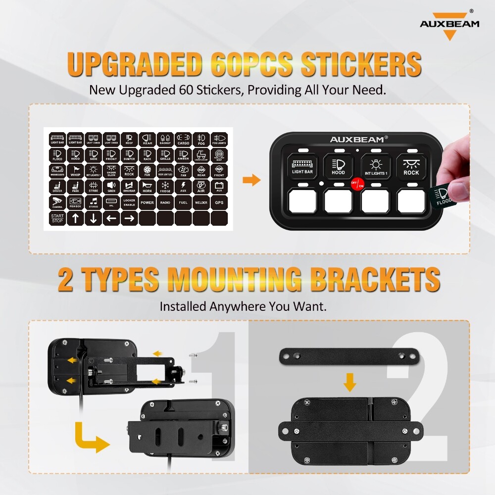 Auxbeam 8 Gang Circuit Control System Box On-Off LED Car Touch Switch ...