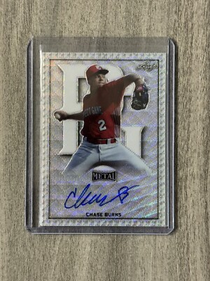 2020 LEAF PERFECT GAME METAL CHASE BURNS #8/12 SILVER AUTO REDS WAKE ...