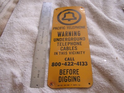 Vintage Pacific Telephone Warning Telephone Cable Underground Sign | eBay