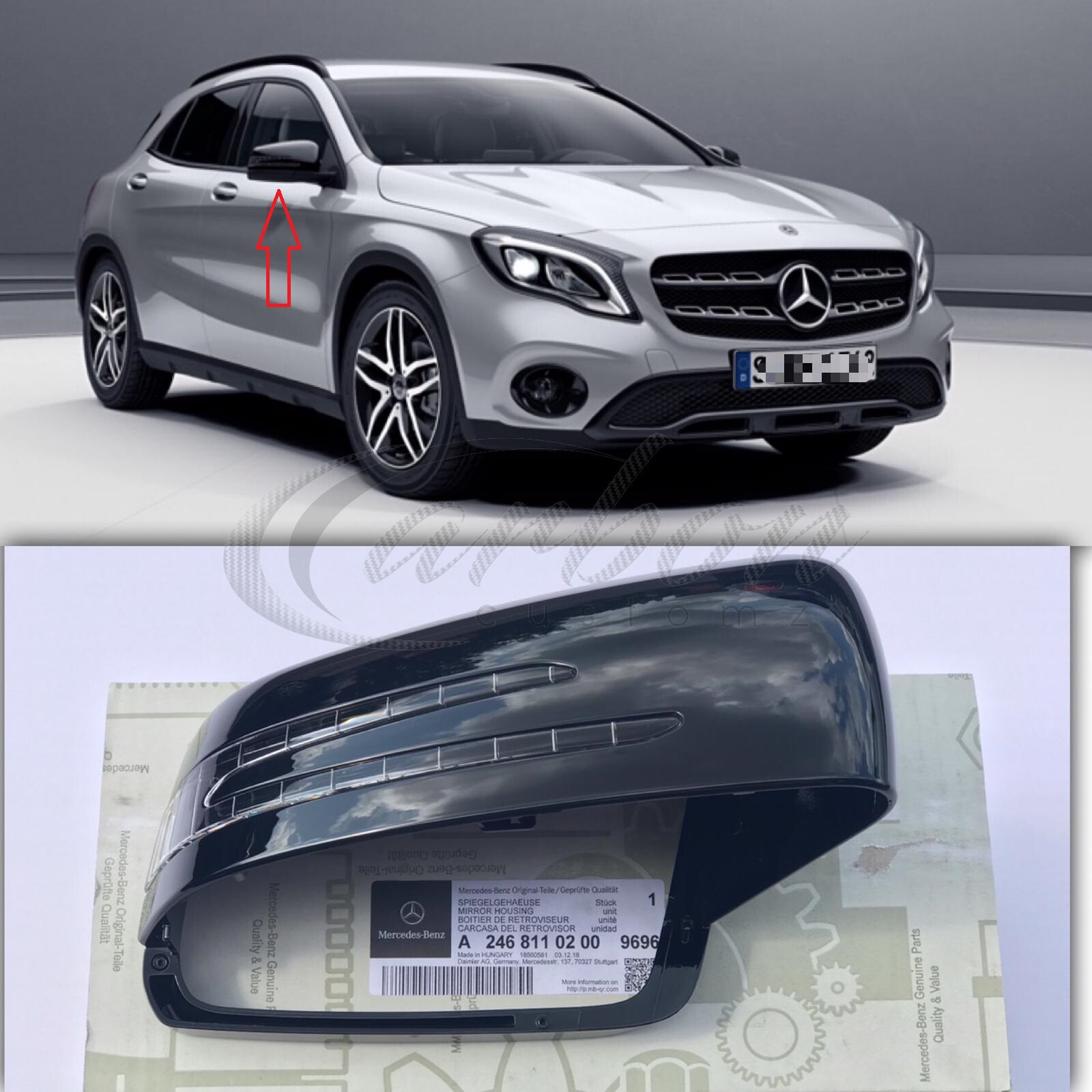 New Genuine Mercedes GLA-Class Wing Mirror Cover (RHS) With Indicator ...