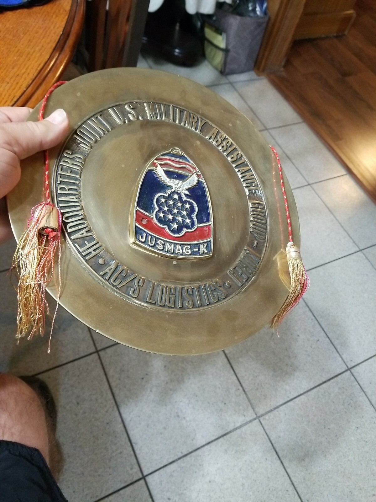 Rare HQ JUSMAG-K US JOINT MILITARY ASSISTANCE GROUP KOREA Brass 10.75 ...