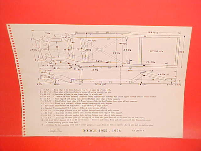 1955 1956 DODGE CORONET CUSTOM ROYAL CONVERTIBLE LANCER FRAME DIMENSION ...