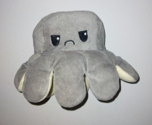 TeeTurtle Reversible Octopus 6" Inch Plush Gray Angry White Happy | eBay