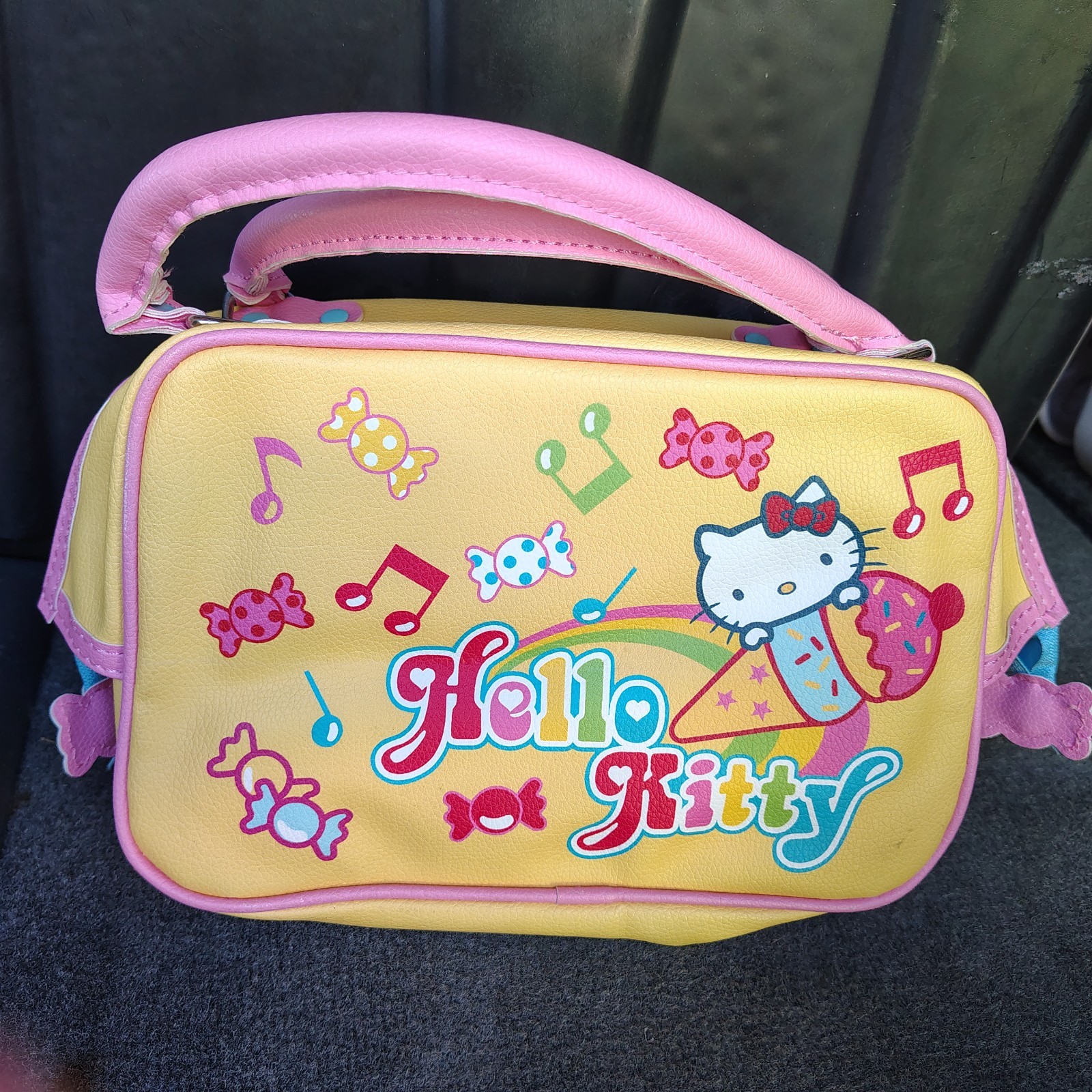 Hello Kitty Yellow Pink Lunch Bag Cartoon Candy Music Theme with Handle ...
