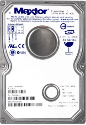 Hard Drive MAXTOR DIAMONDMAX 10 300GB 7200RPM 16MB ATA IDE 6B300R0 3.5 ...