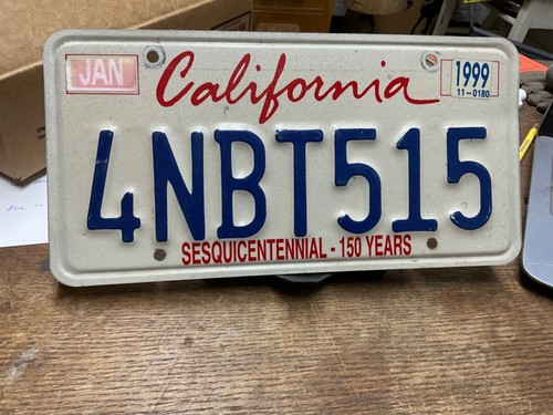 License Plate Tag Vintage California CA 4NBT515 1999 “Sesquicentennial ...