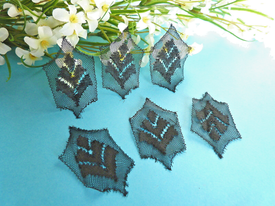 656B Splendid Delicate Inlay Lace Tapered Thread Silk " Badge " Art New ...