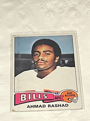 1975 Topps Football Ahmad Rashad Buffalo Bills #115 Wax Stain Vikings ...