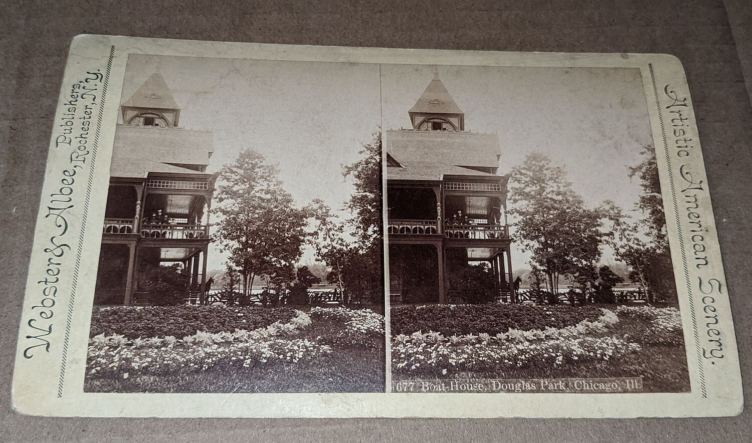 Webster Albee Stereoview Chicago Boat House Douglas Park | eBay