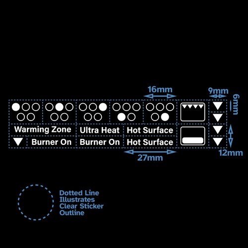 White Print 5 Hob Cooktop Adhesive Label Stove Oven Sticker Induction ...