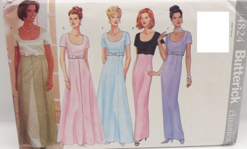 V👗4824 PATRON BUTTERICK 5 CREATIONS ROBE TAILLE HAUTE STYLE EMPIRE 42 ...