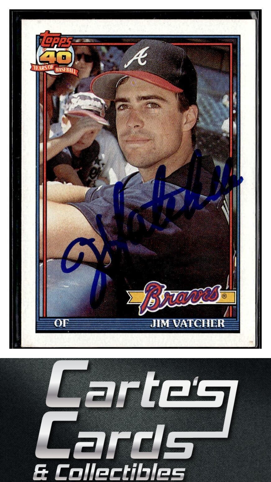 Jim Vatcher 1991 Topps #196 RC Atlanta Braves TTM/IP Signed Autographed ...