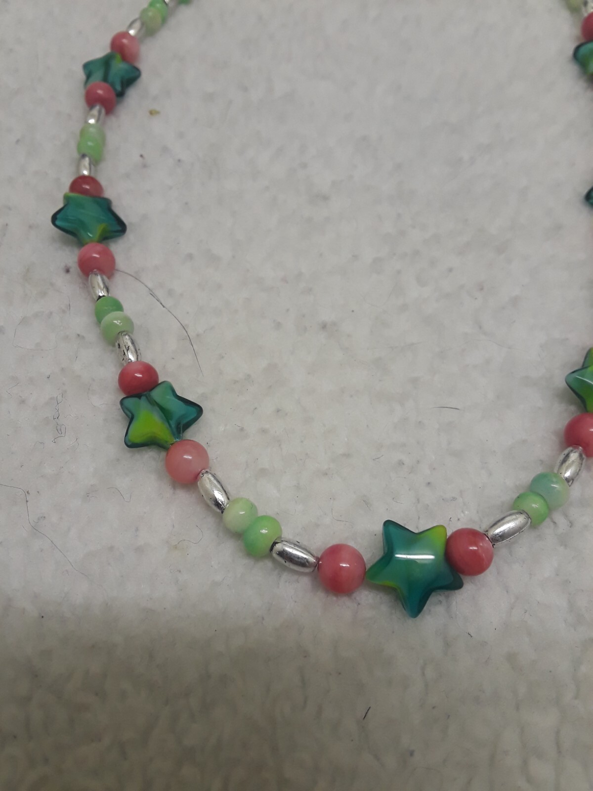 Retro Y2K 90's Raver Kandi Necklace Glass Neon Green … - Gem