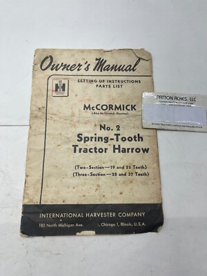 Owner's Manual for McCormick No.2 Spring-Tooth Tractor Harrow ...