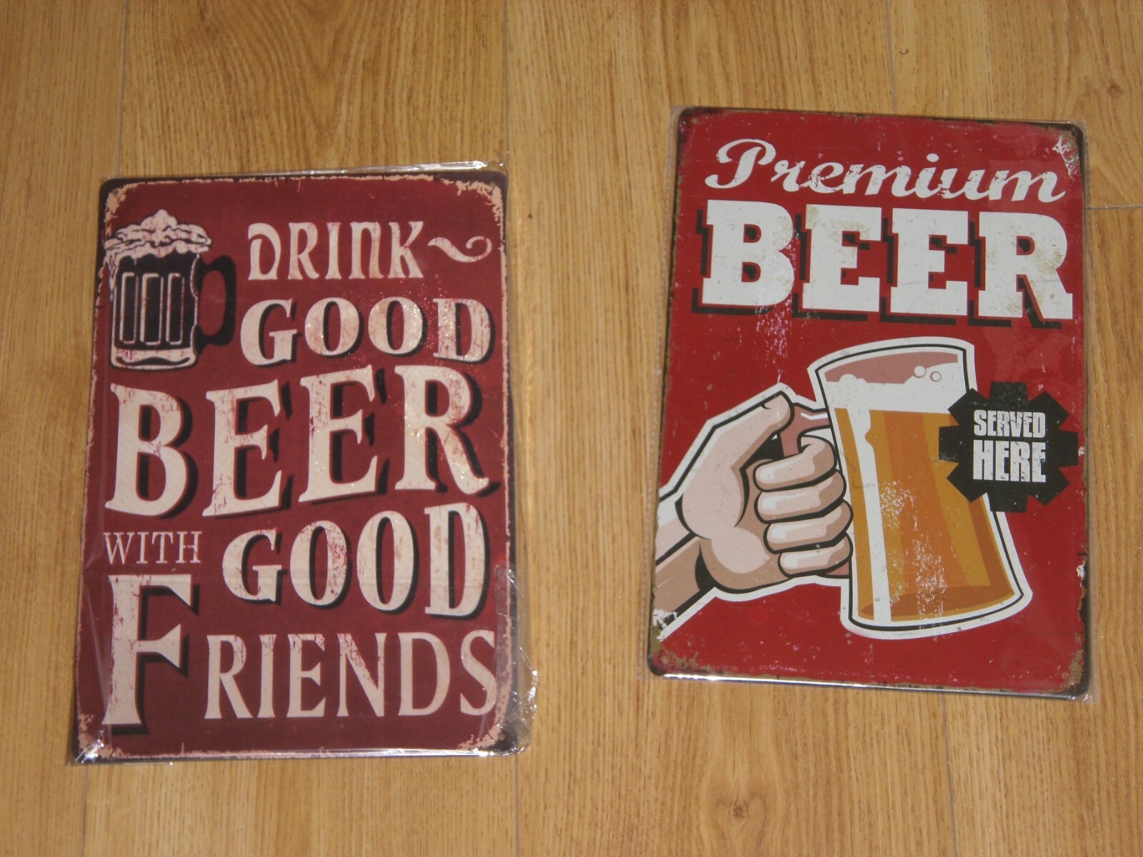 2 Metal Beer Signs,man Cave, Beer Hut. Vintage / repro Signs. Garage ...