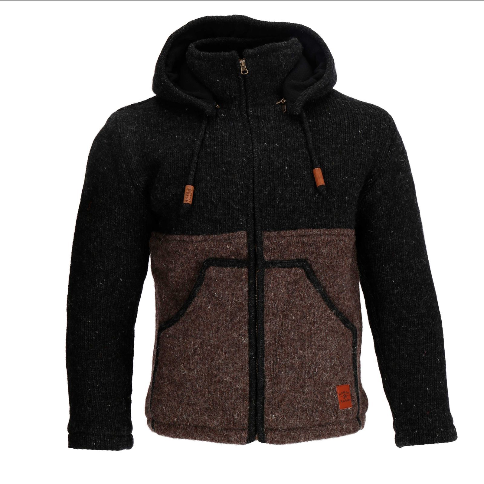 Unisex Knit Jacket Wool Winter Jacket Fleece Lining High Collar ...