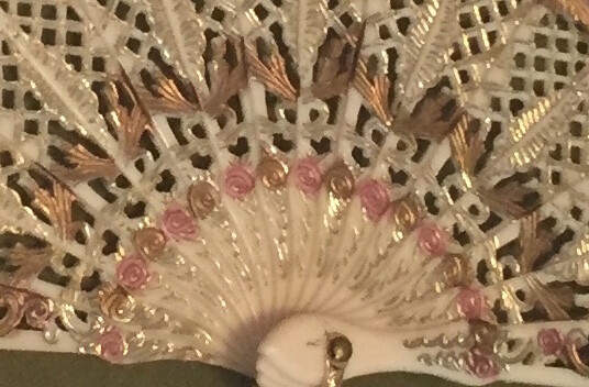 Antique Hand-Painted Fan in Hand-Carved Gilded Shadow Box Near Mint ...